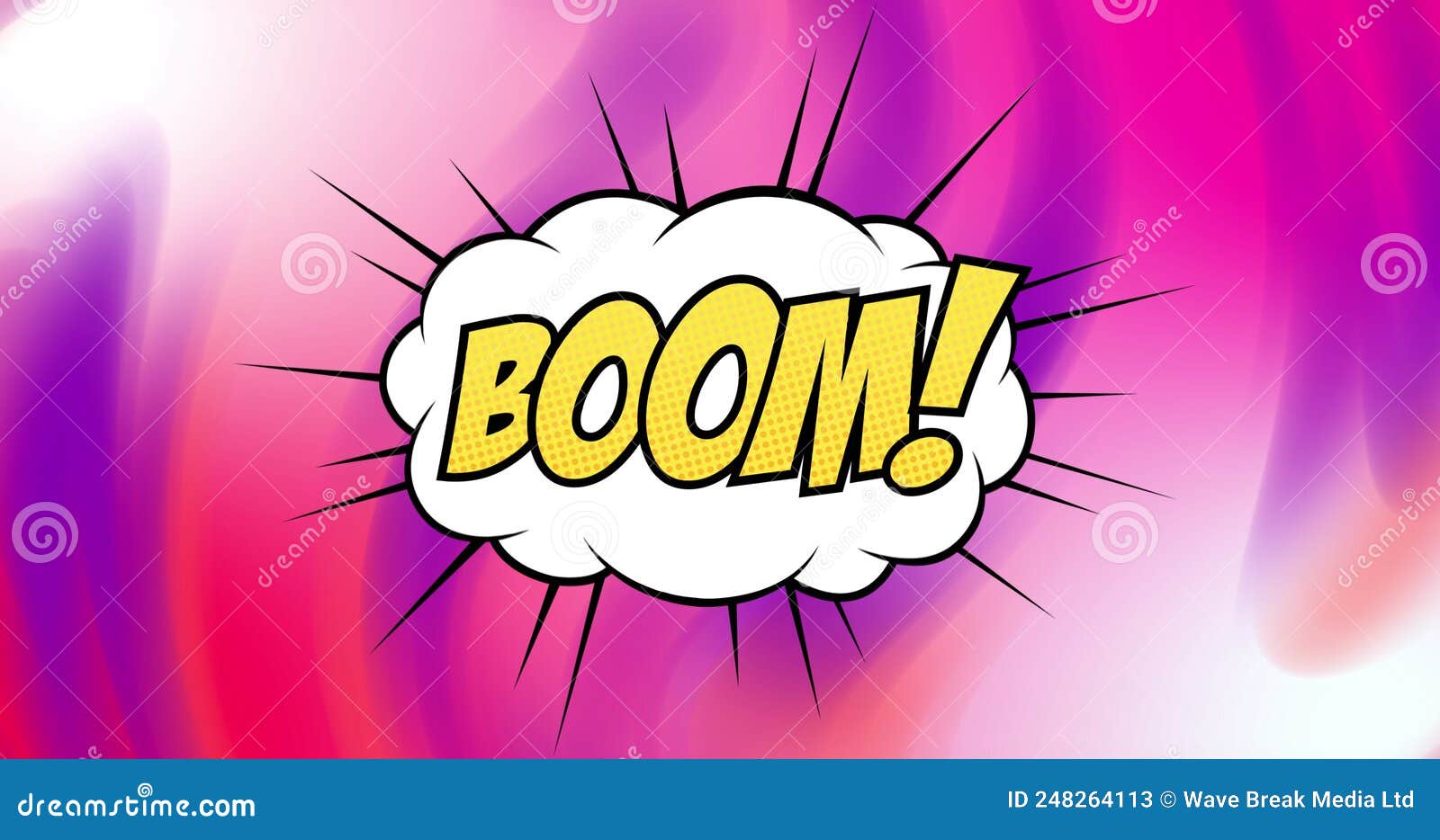 Image of Comic Boom Over Background with Changing Colorful Waves Stock ...