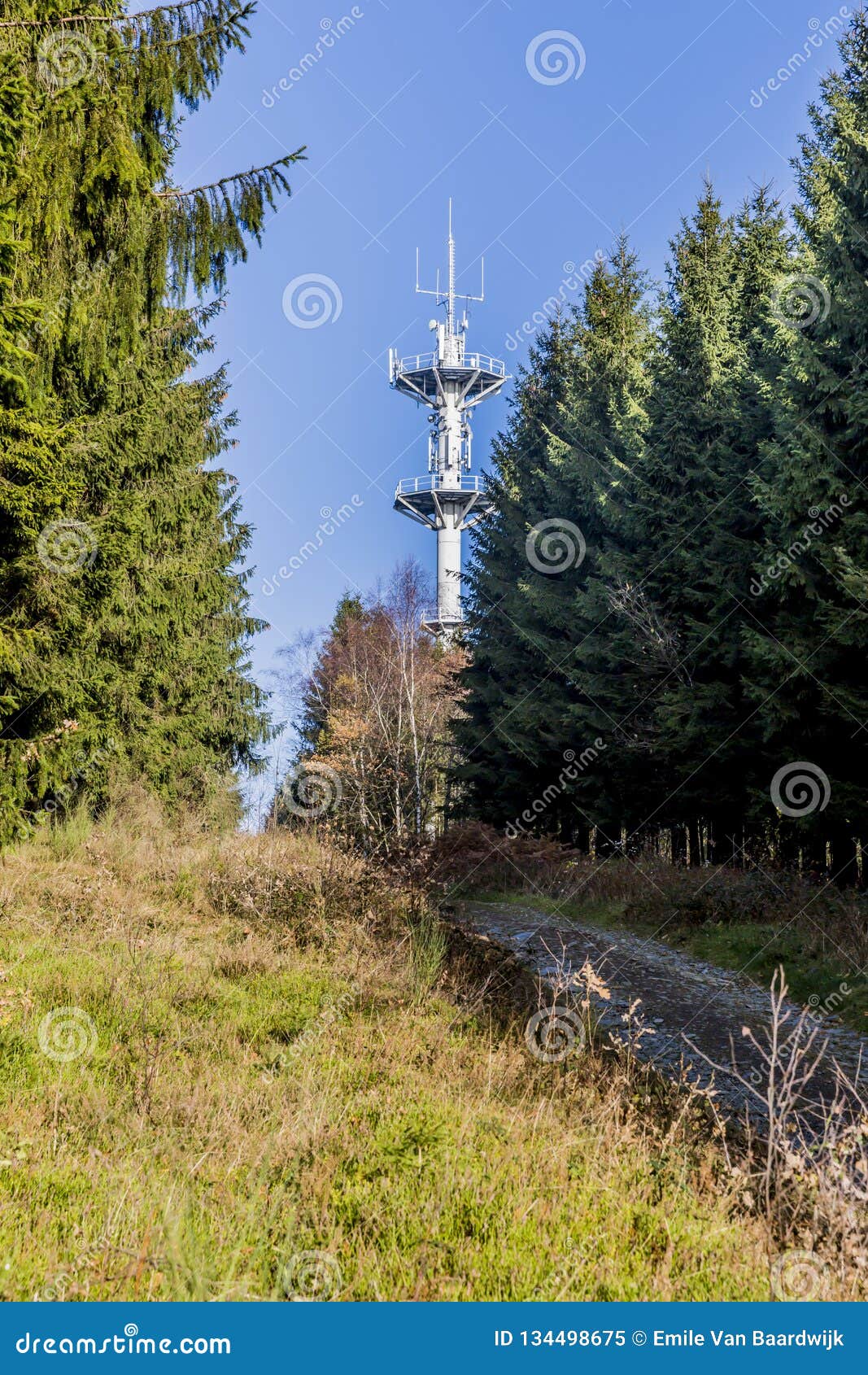 Image of an Communications Tower Next To a Path Stock Image - Image of ...