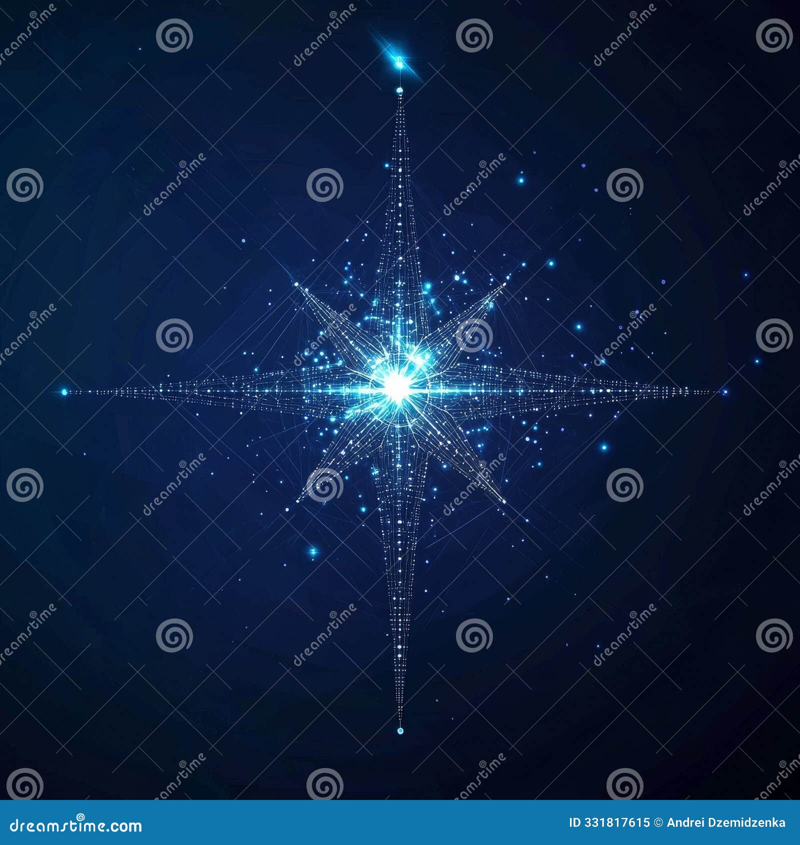 Image of a Compass Rose with Points, Lines, and Shapes Forming Planets ...