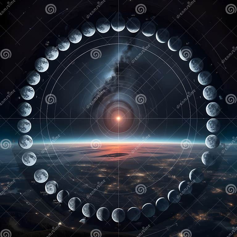 Image of a Composite Photo of the Position and Phases of the Moon Over ...
