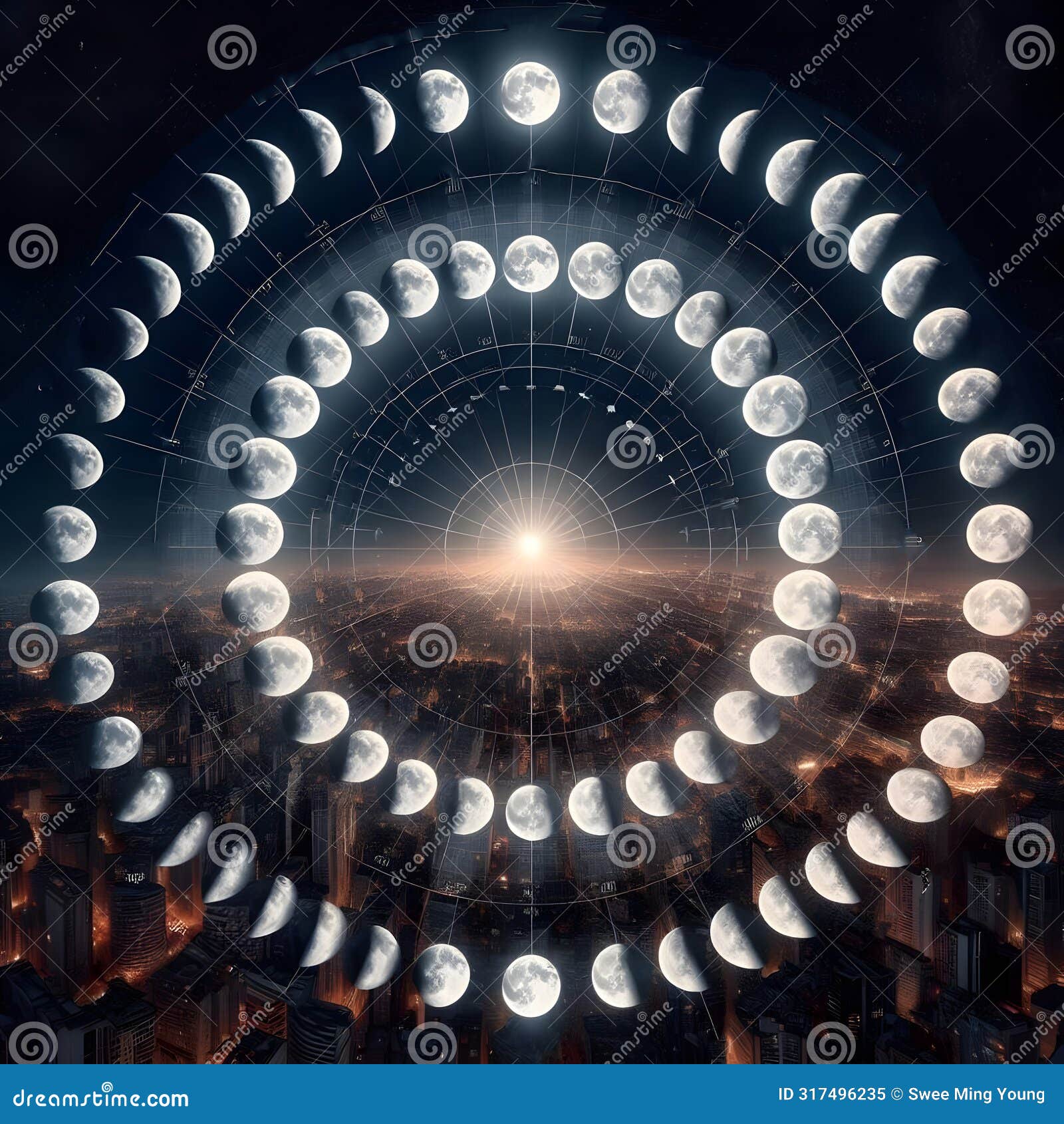 Image of a Composite Photo of the Position and Phases of the Moon Over ...