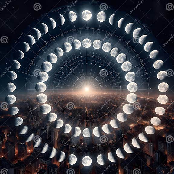 Image of a Composite Photo of the Position and Phases of the Moon Over ...