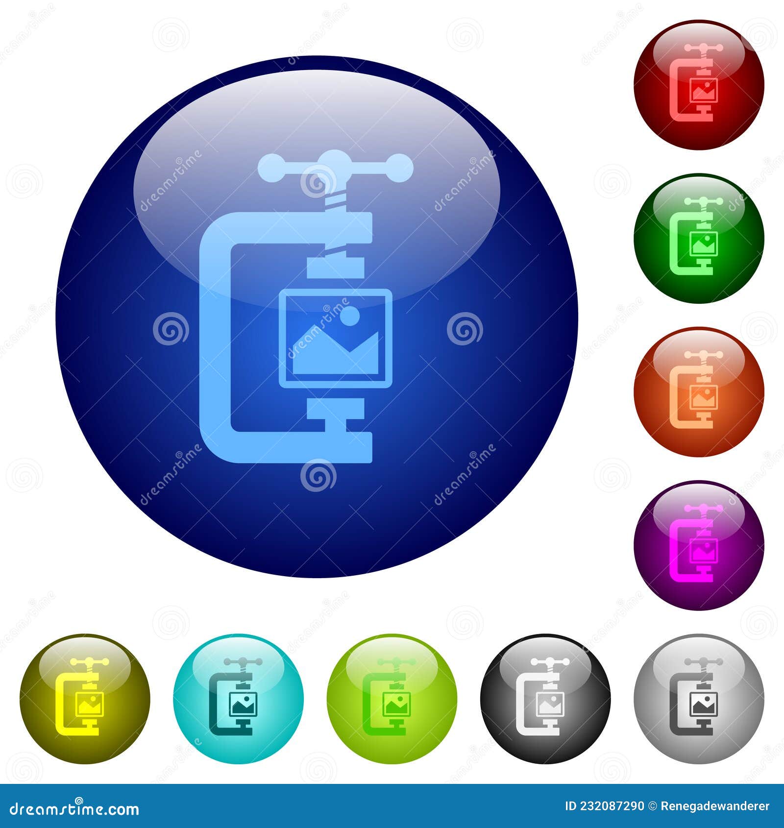 Image Compression Solid Color Glass Buttons Stock Vector - Illustration ...