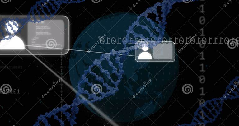 Image of Computer Language, Binary Codes, Dna Helixes and Globe Over ...
