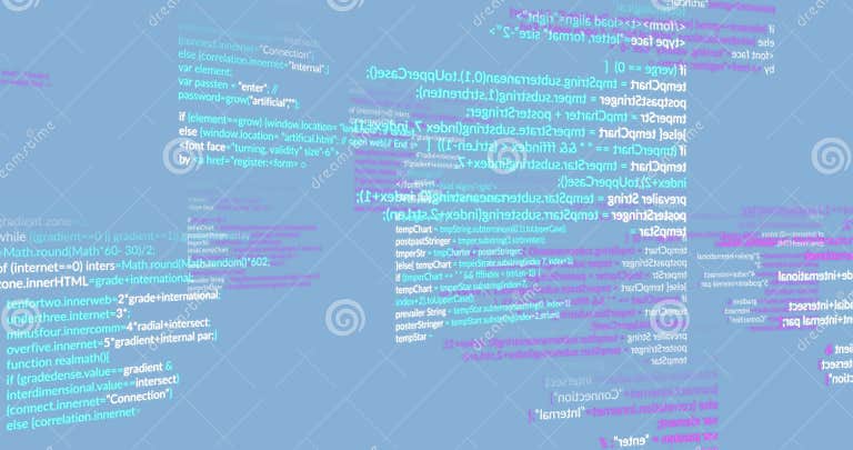 Image of Computer Language Moving on Blue Background Stock Illustration ...
