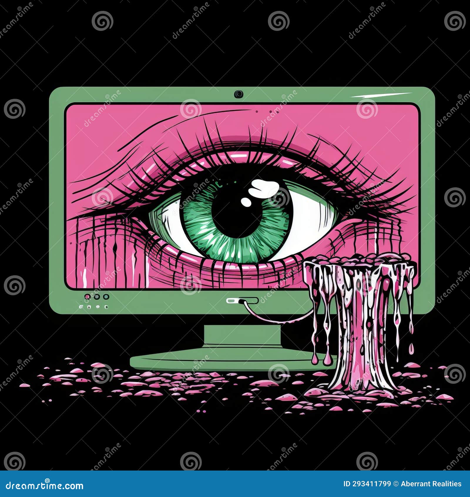 An Image of a Computer Monitor with an Eye on it Stock Illustration ...