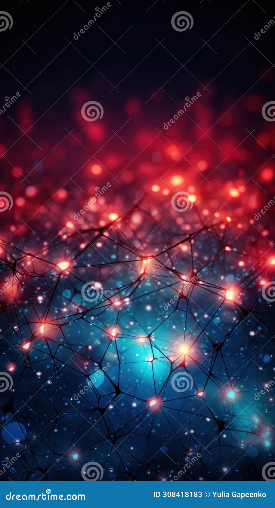 An Image of a Computer Network with Red Light and Lines Stock ...