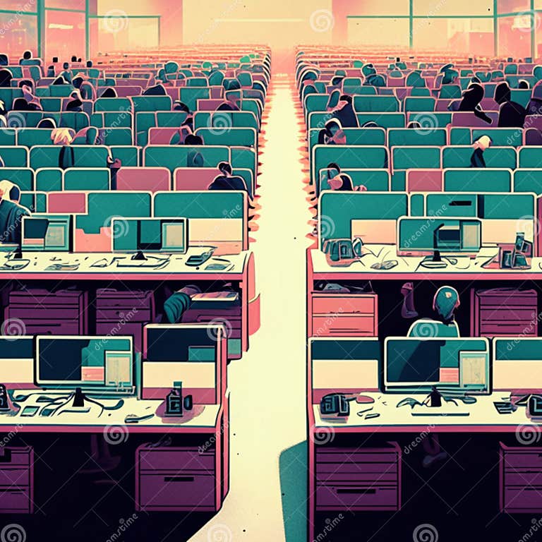 Image of a Computer Room with People in the Background. Education and Technology Concept ...