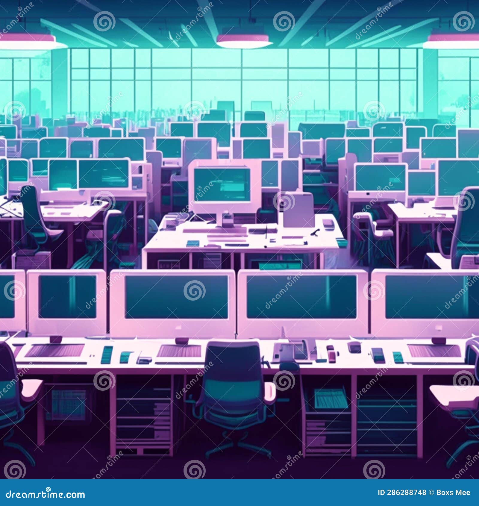 Image of Computer Room with Rows of Computers. Global Business ...