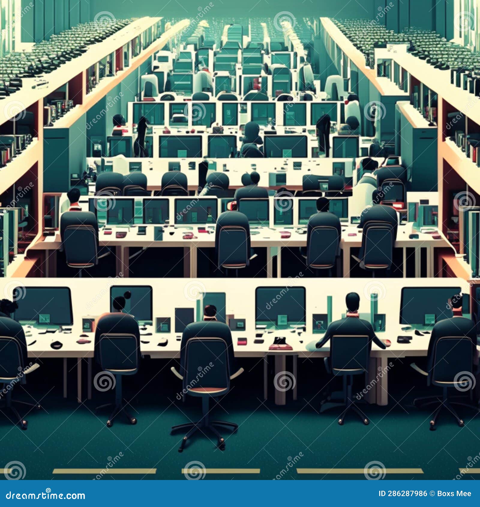 Image of Computers in a Large Office. Global Business, Finances ...