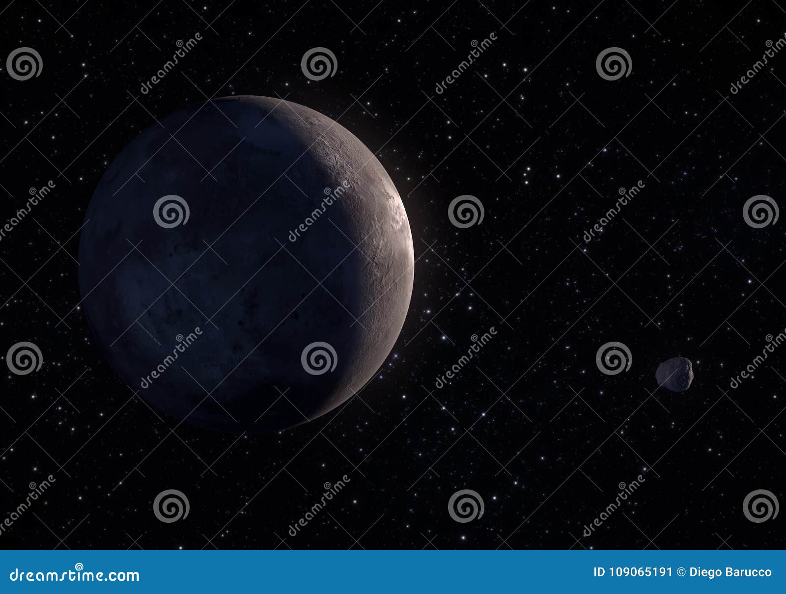 Artwork of Makemake Dwarf Planet and His Small Moon MK2 in the K Stock ...