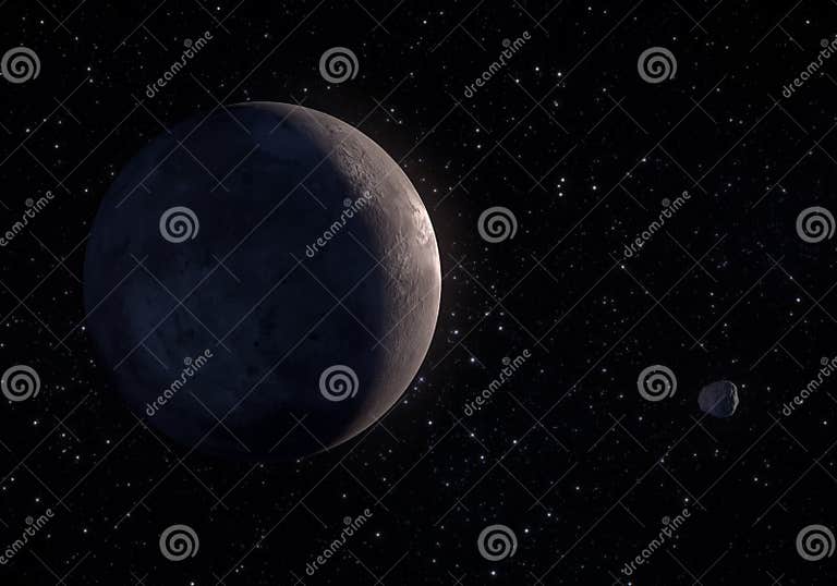 Artwork of Makemake Dwarf Planet and His Small Moon MK2 in the K Stock ...