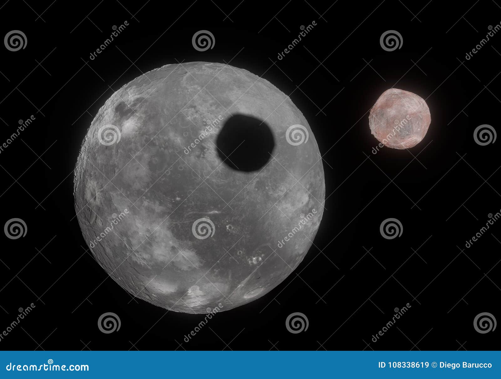 Artwork of Orcus Dwarf Planet and Your Moon Vanth in the Kuiper Stock ...