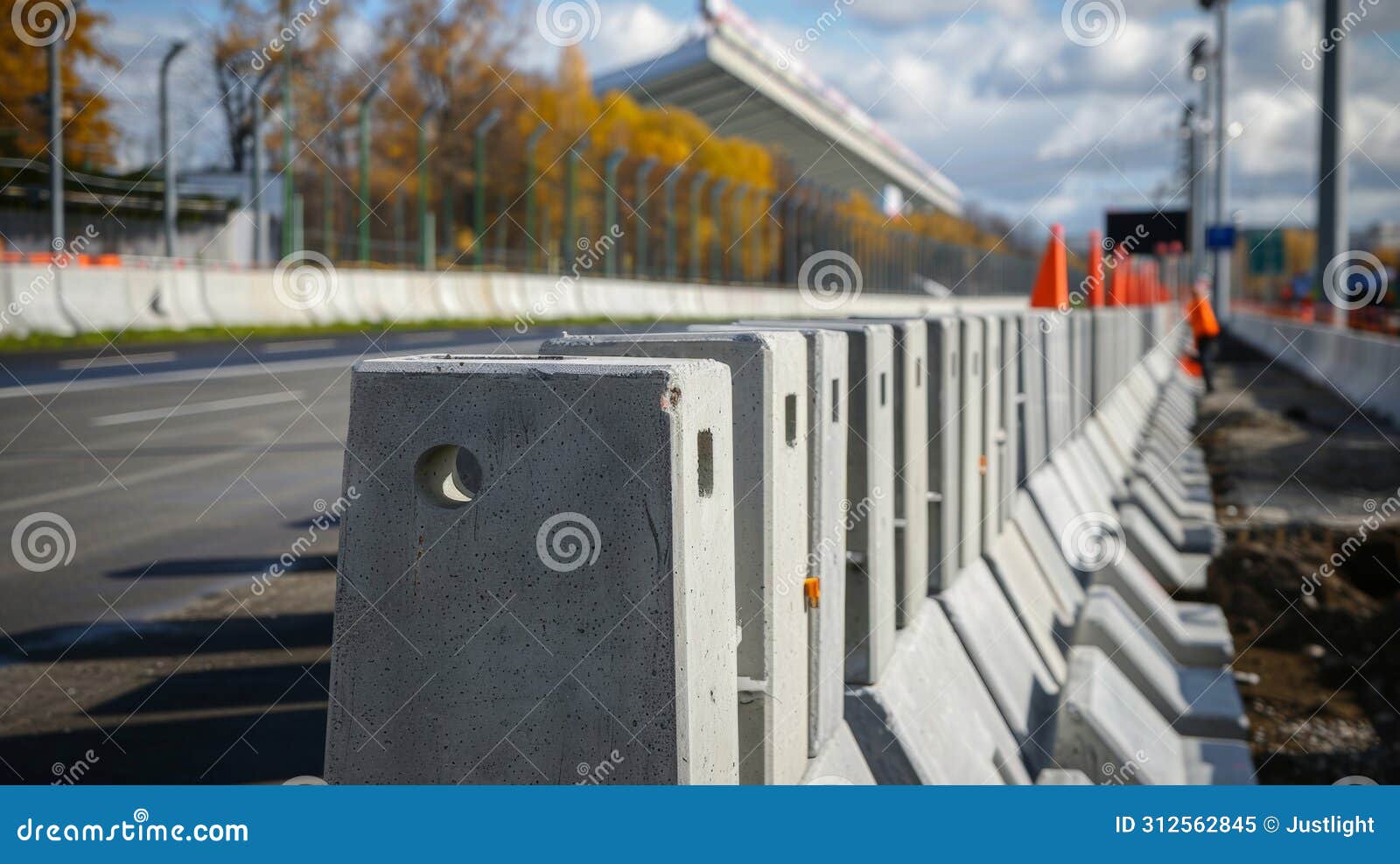 An Image of the Concrete Barriers P Around the Perimeter of the Stadium ...