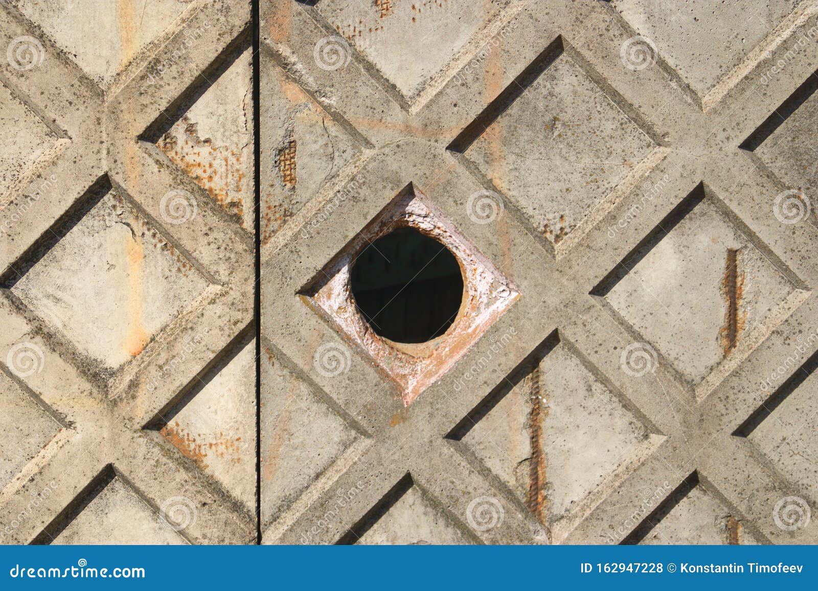 Image of a Concrete Wall with a Round Hole Stock Photo - Image of ...