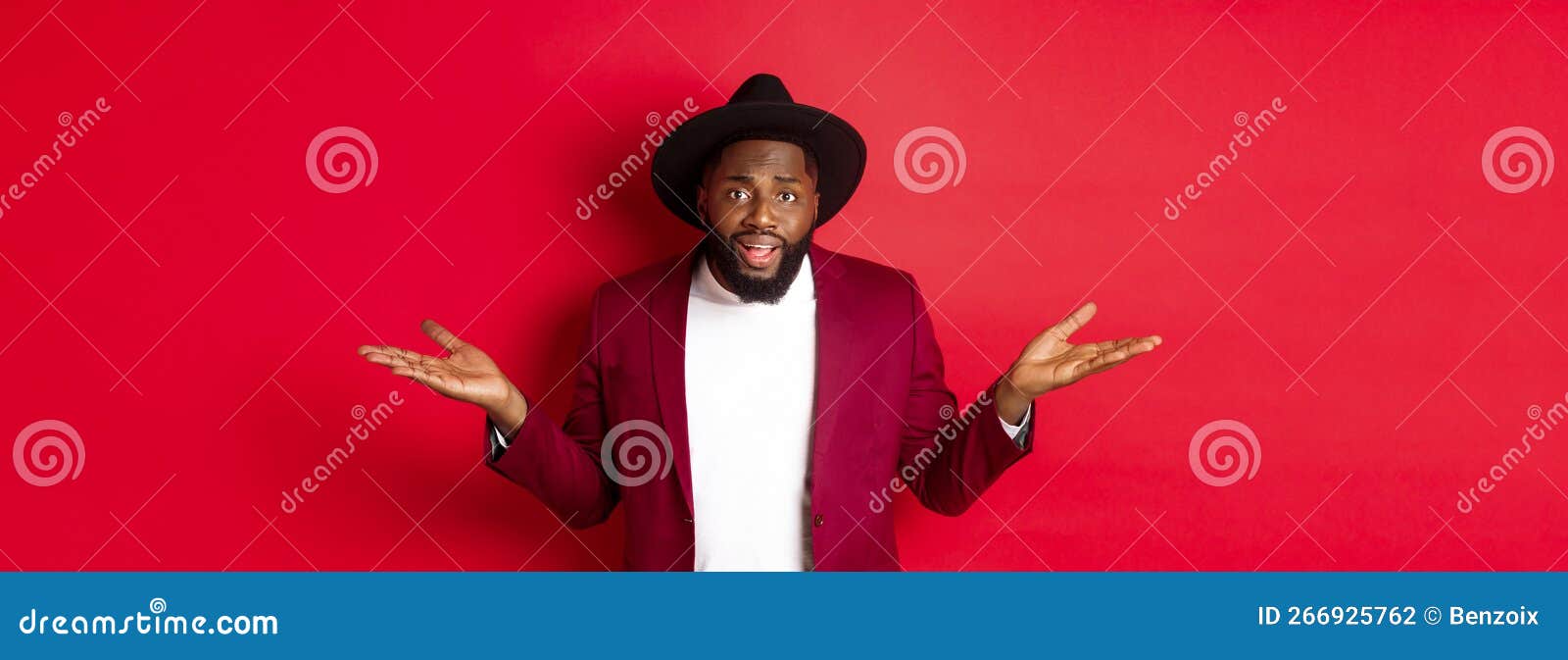 Image of Confused Black Man Asking Question, Spread Hands Sideways and ...