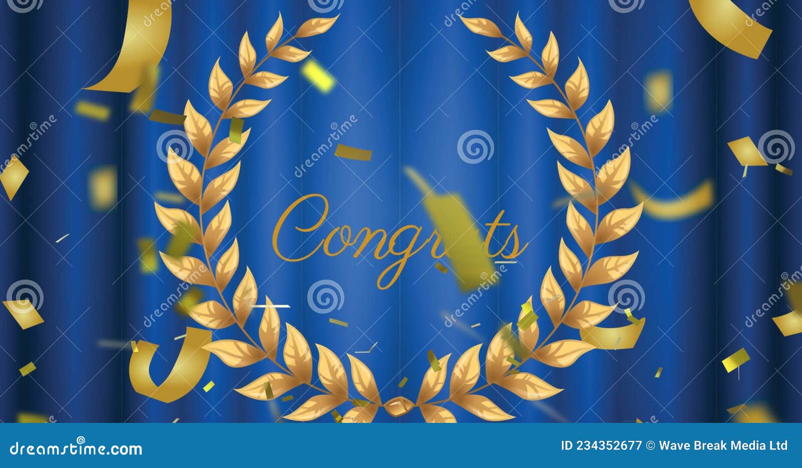 Image of Congrats Text Over Crown and Confetti Falling Stock ...
