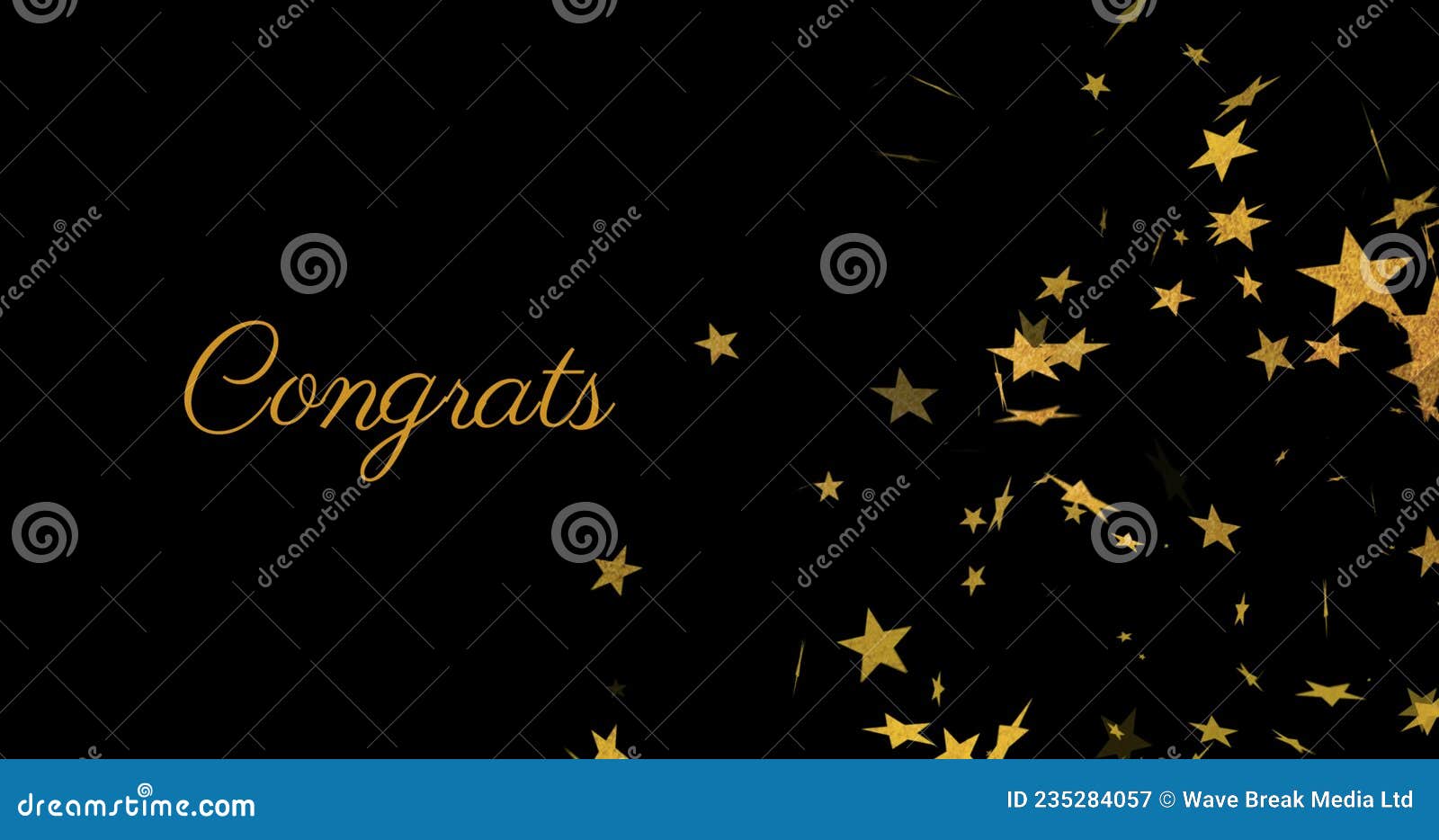Image of Congrats Text and Stars on Black Background Stock Illustration ...