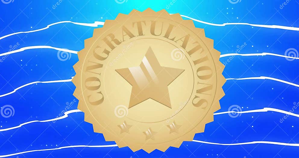 Image of Congratulations Text on Gold Circle on Patterned Blue ...