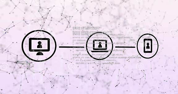 Image of Connected Digital Communication Media Icons and Data ...