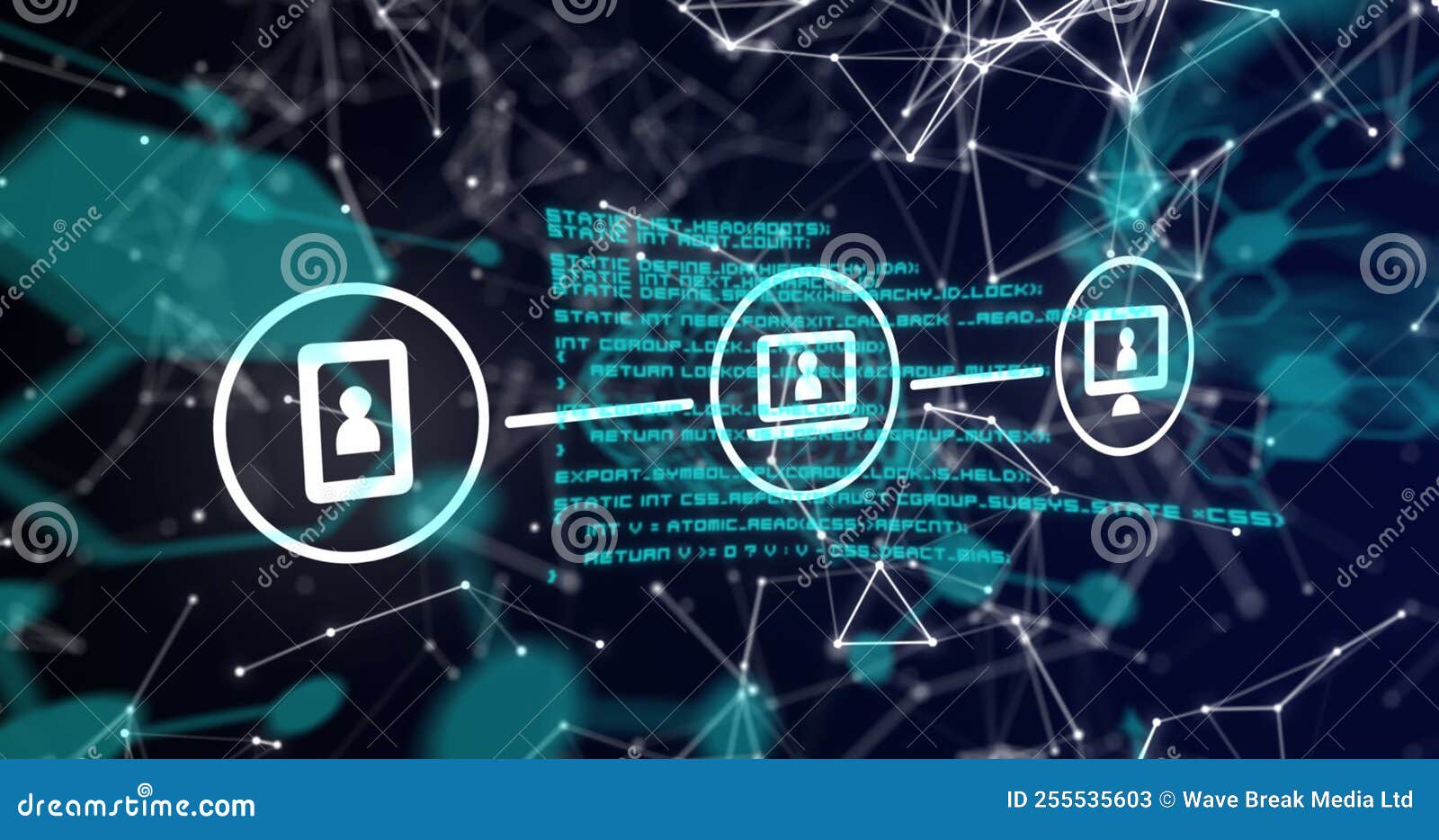 Image of Connected Digital Communication Media Icons with Network and ...