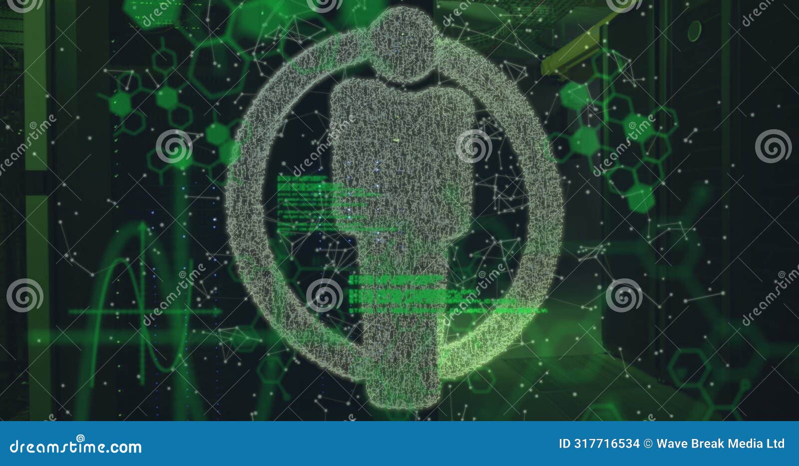 Image of Connected Dots Forming Male Symbol Over Computer Language ...