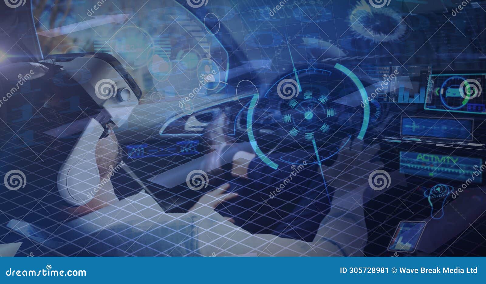 Connected Car, Driving On Winding Mountain Road, With View Of Scenic ...