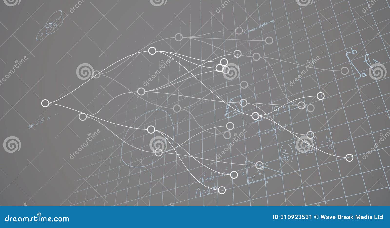 Image of Connections, Geometry and Math Formulas on Beige Background ...