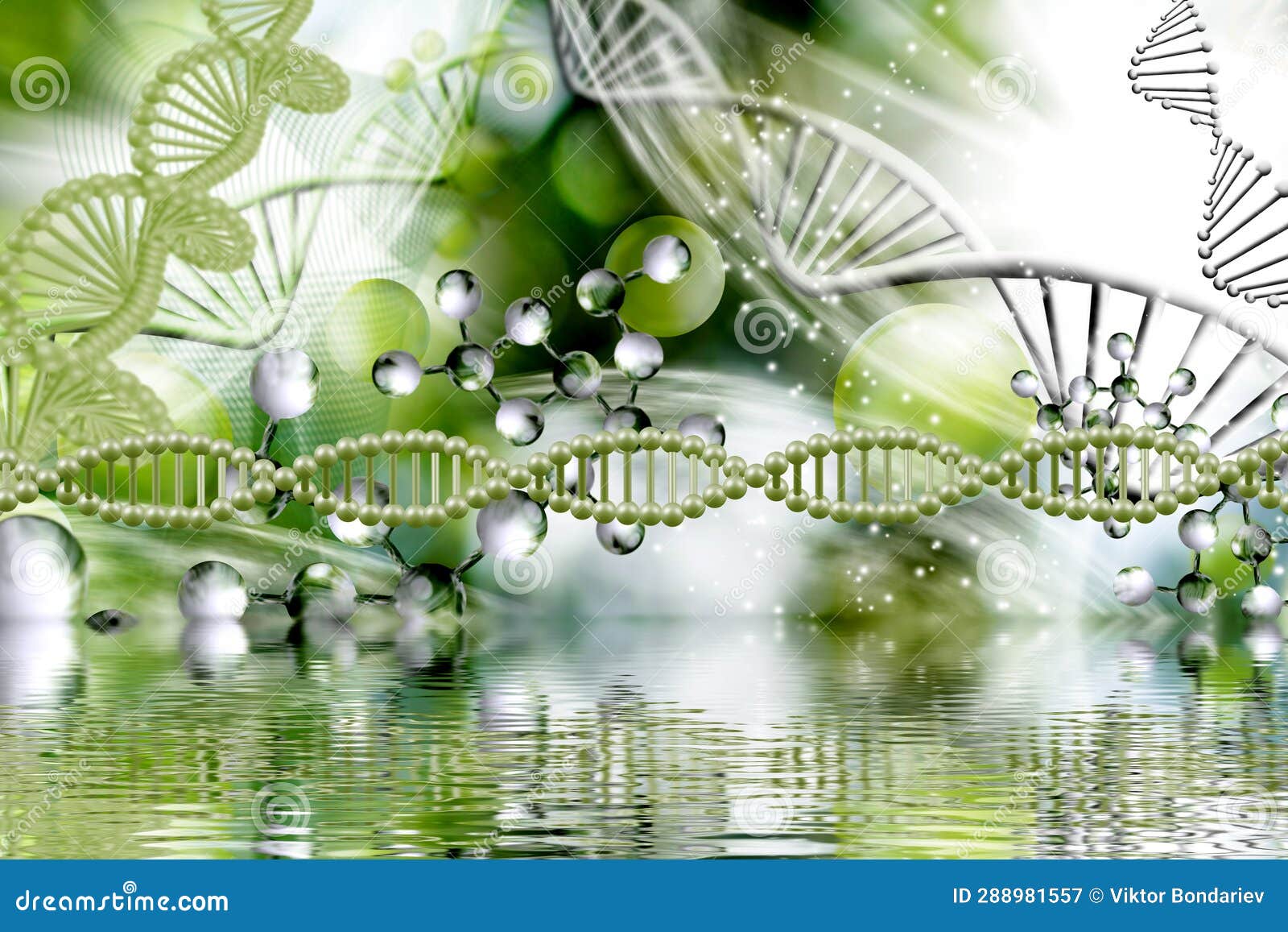 Image Consisting of Various Stylized DNA Chains in Space Along with ...