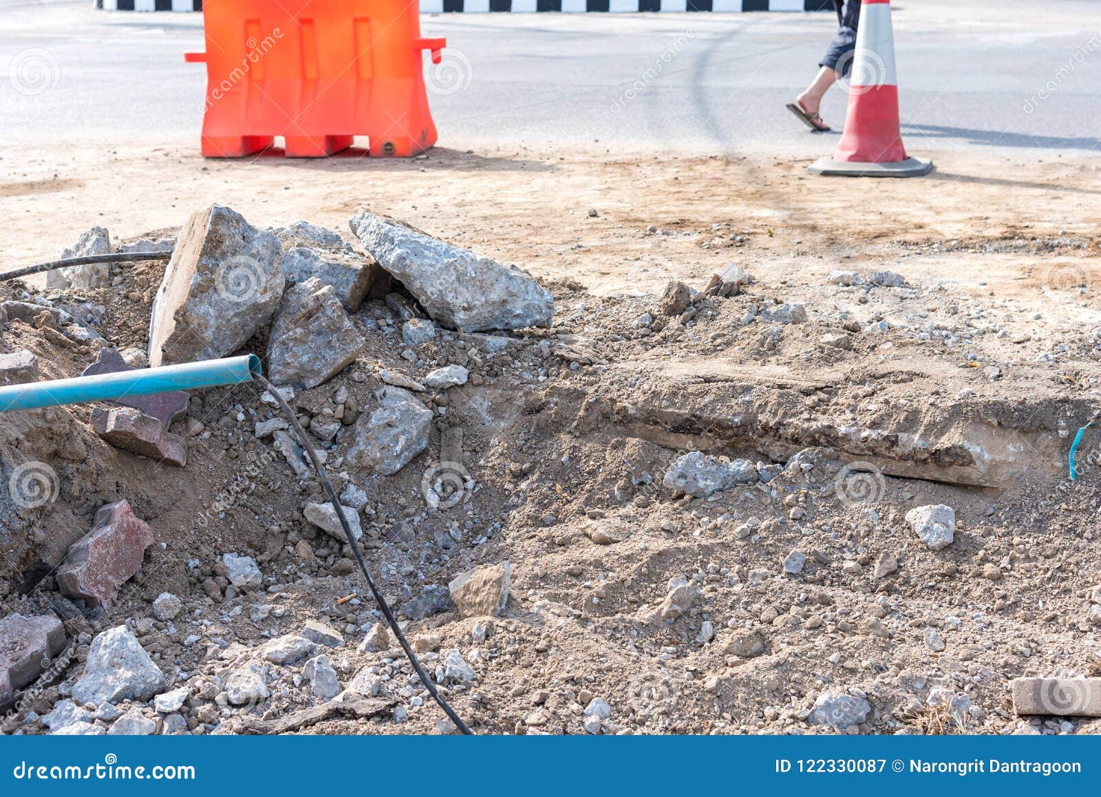 Construction Path Way on Street . Stock Image - Image of outdoors ...