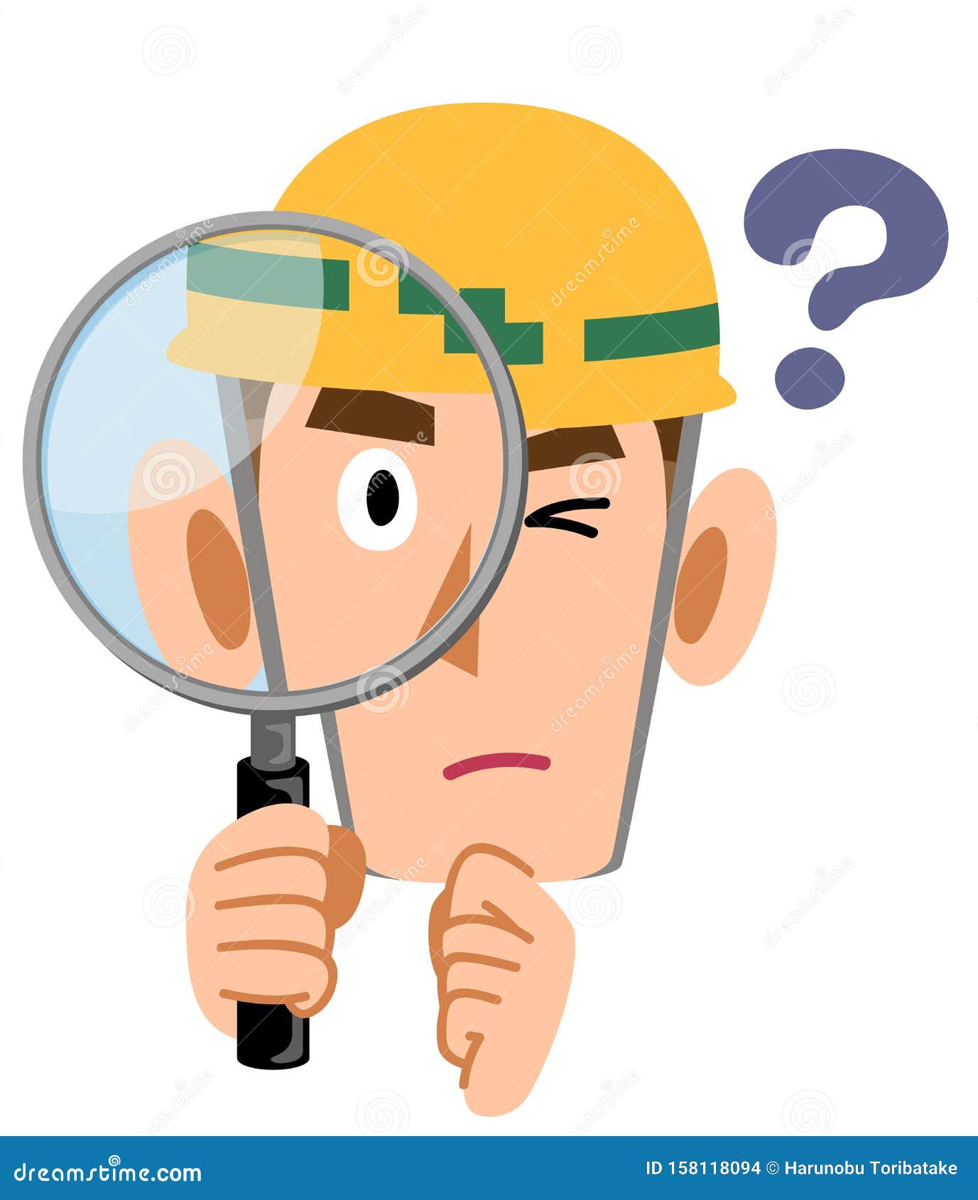 Construction Site Worker Man Looking Doubtful And Looking Through ...