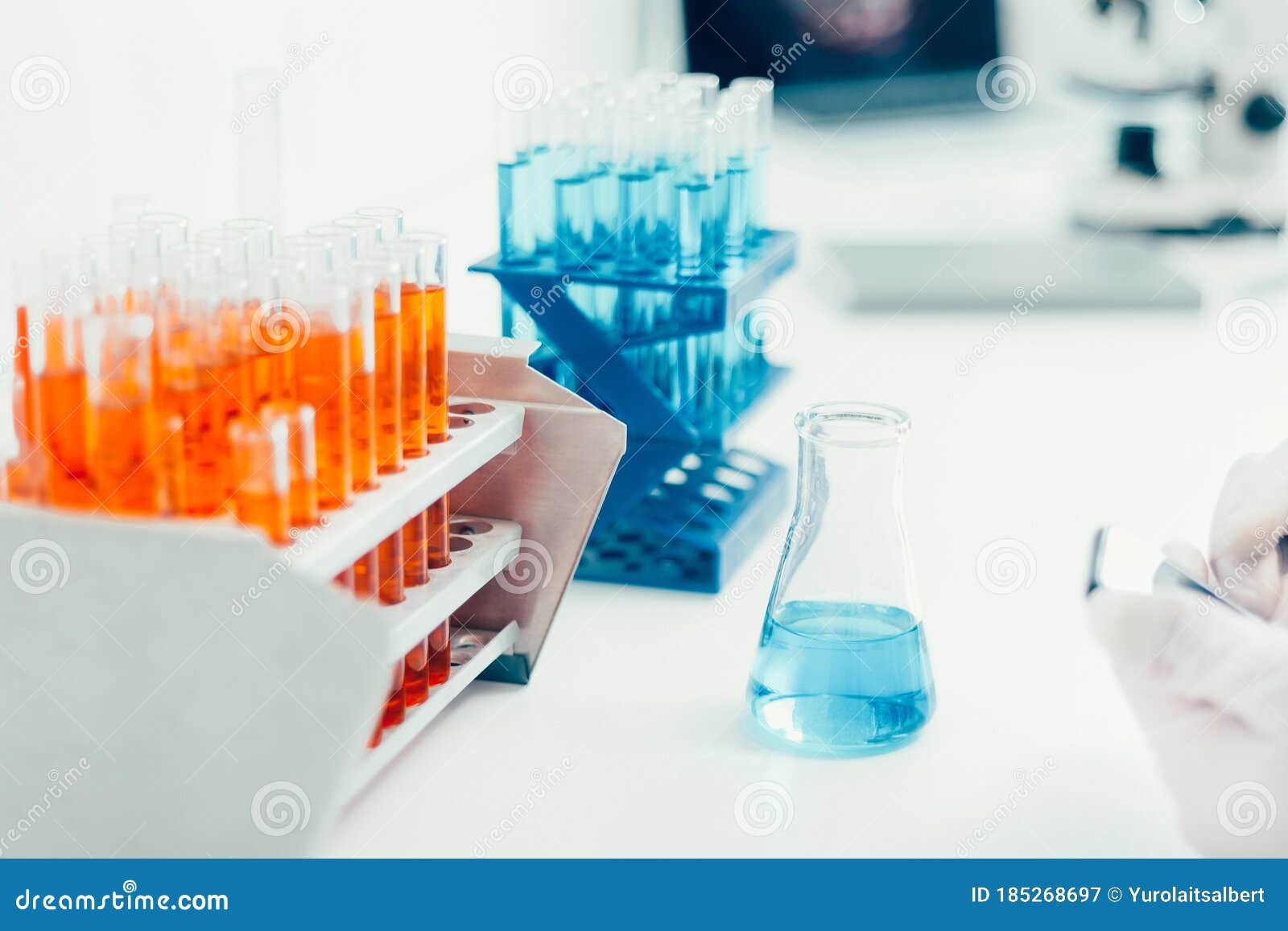 Image of Containers with Test Tubes on a Table in the Laboratory. Stock ...
