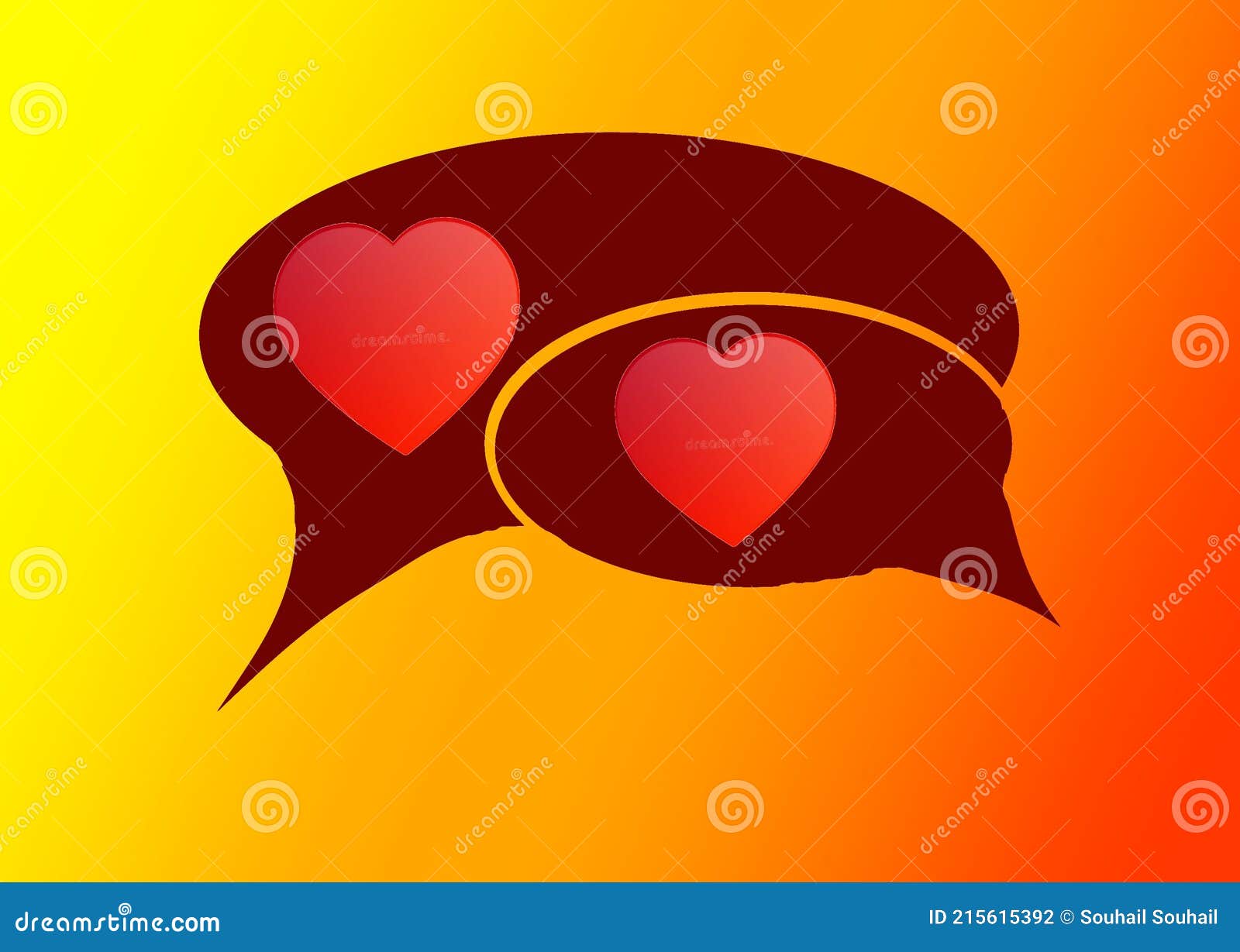 A Typical Picture of Conversation Bubbles Featuring Two Red Hearts with ...