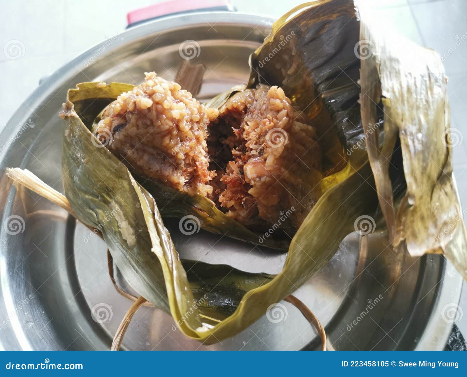 Cooked Ready and Wrapped with Bamboo Leaves Chinese Dumpling Stock ...