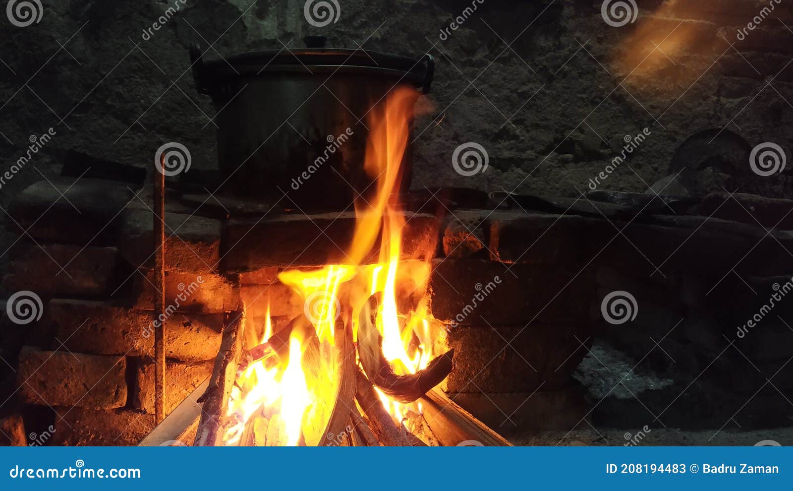 Image of Cooking Water in a Pot with Firewood Stock Image - Image of ...