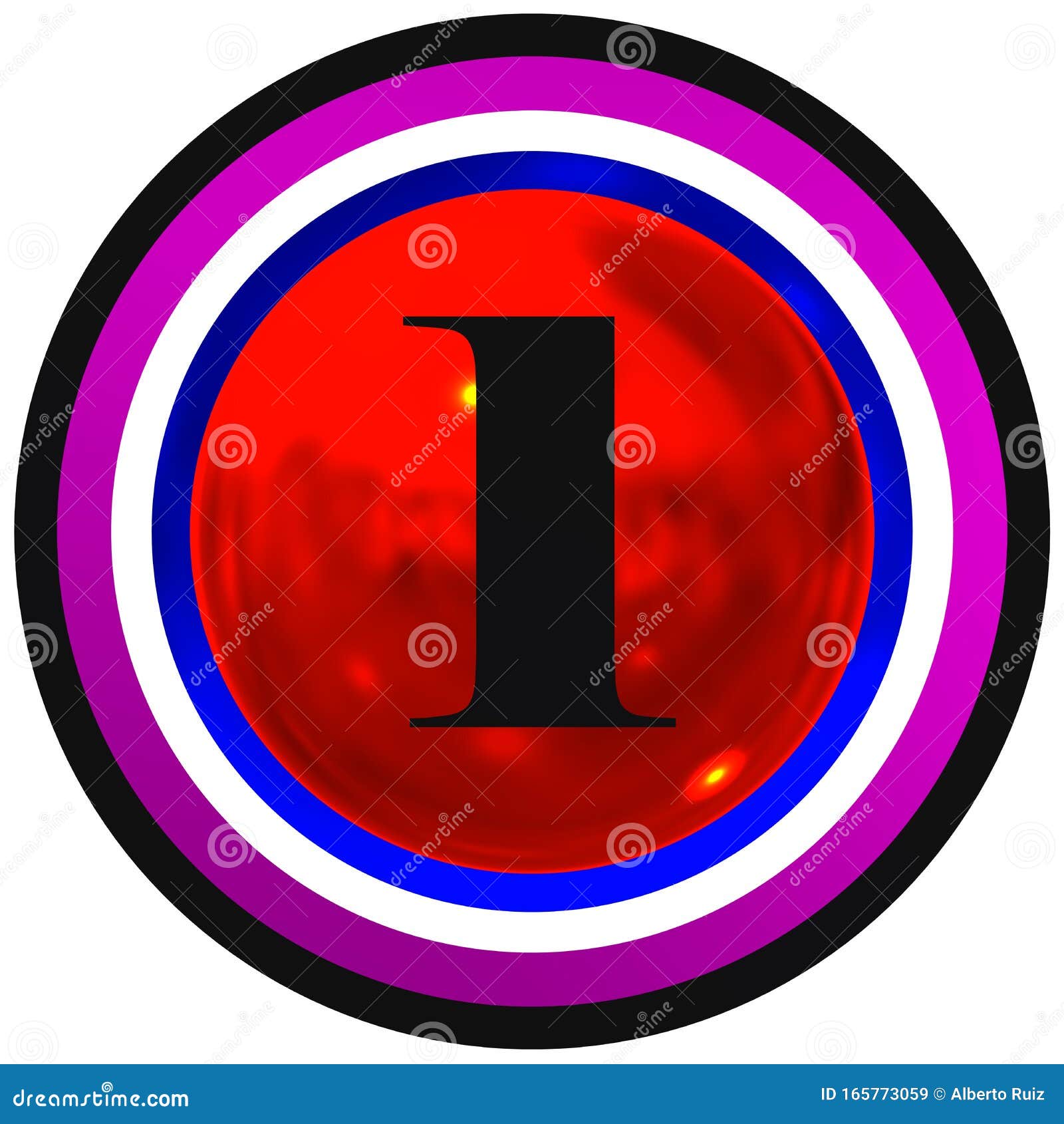 Number One Over Red Bright Sphere with Circles Stock Image - Image of ...