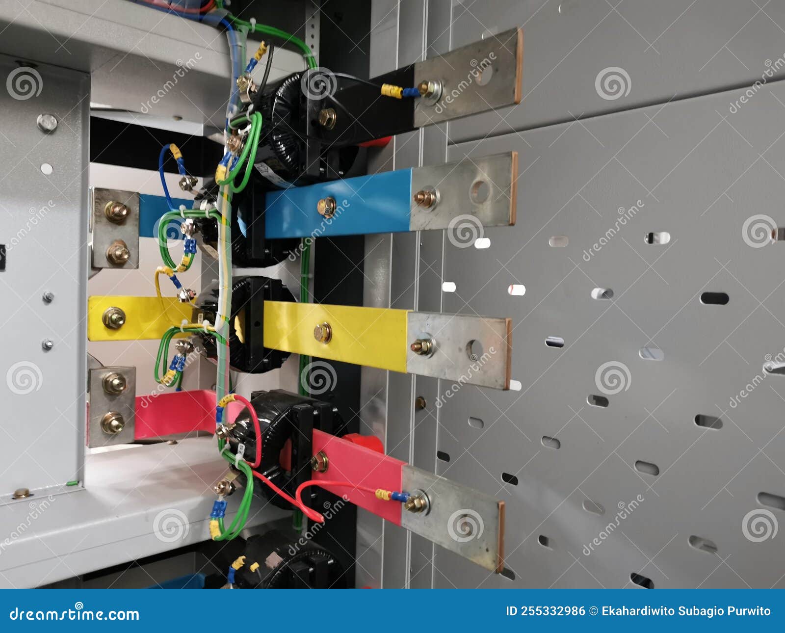 Image of Copper Busbar Connection in Electrical Cabinet. Stock Photo ...