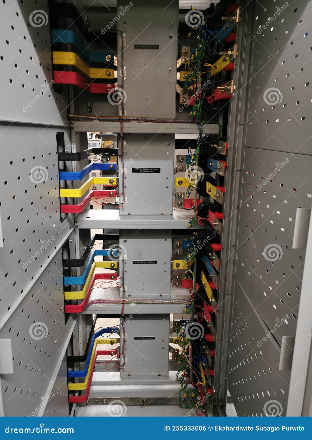 Image of Copper Busbar Connection in Electrical Cabinet. Stock Photo ...