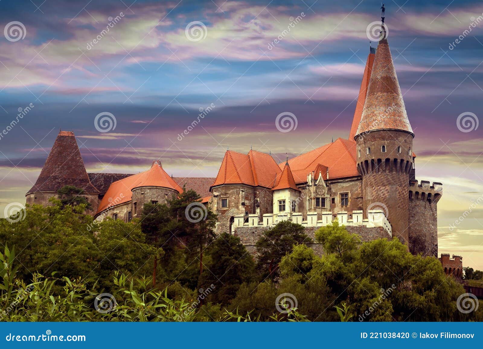 Image of Corvin Castle on the Mountain Stock Photo - Image of historic ...