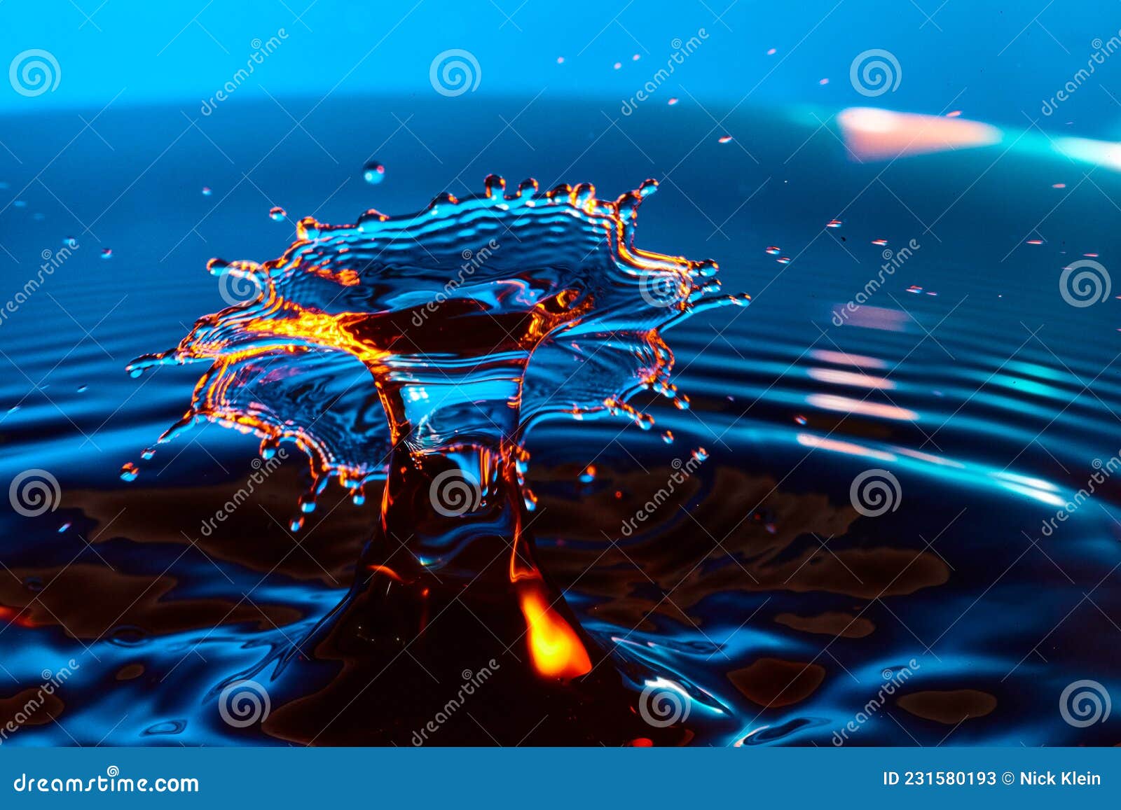 Cosmic Splash of Deep Blues and Sunset Oranges Stock Image - Image of ...