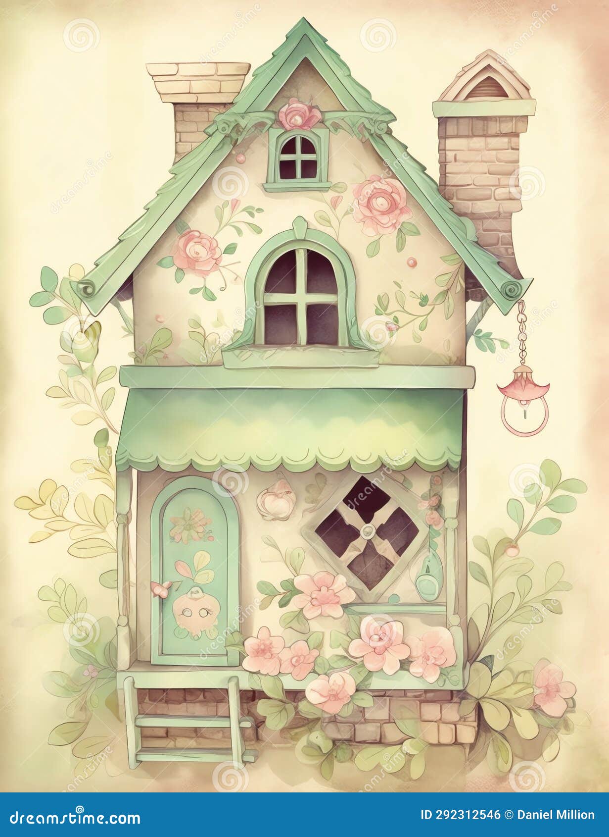 Cottagecore House Lined Paper Old Paper, Vintage Digital Paper Royalty ...