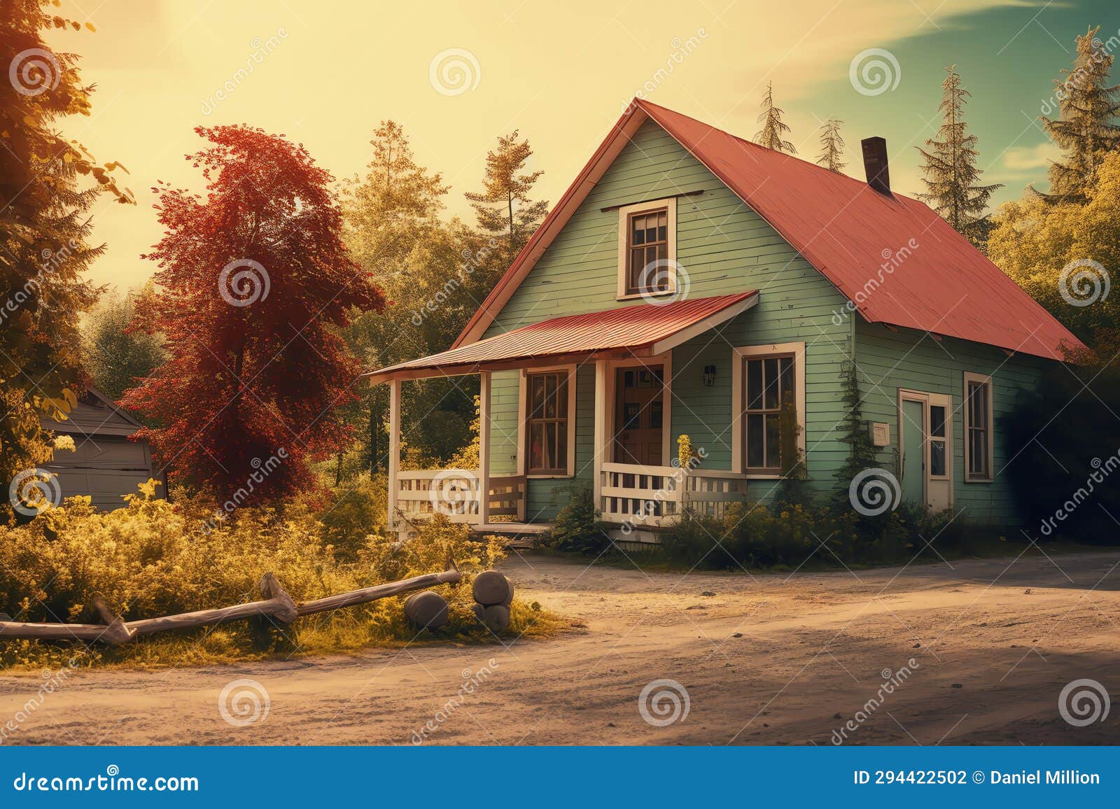 Cottagecore House Vintage Country Kitchen Stock Illustration ...