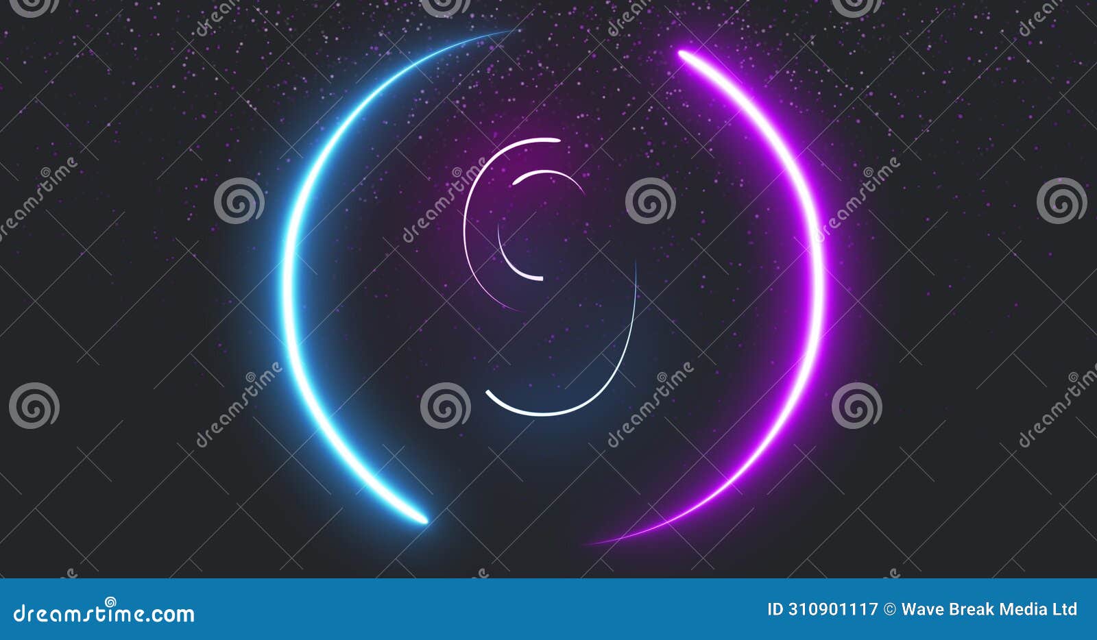 Image of Countdown with Neon Circle and Neon Light Trails on Black ...