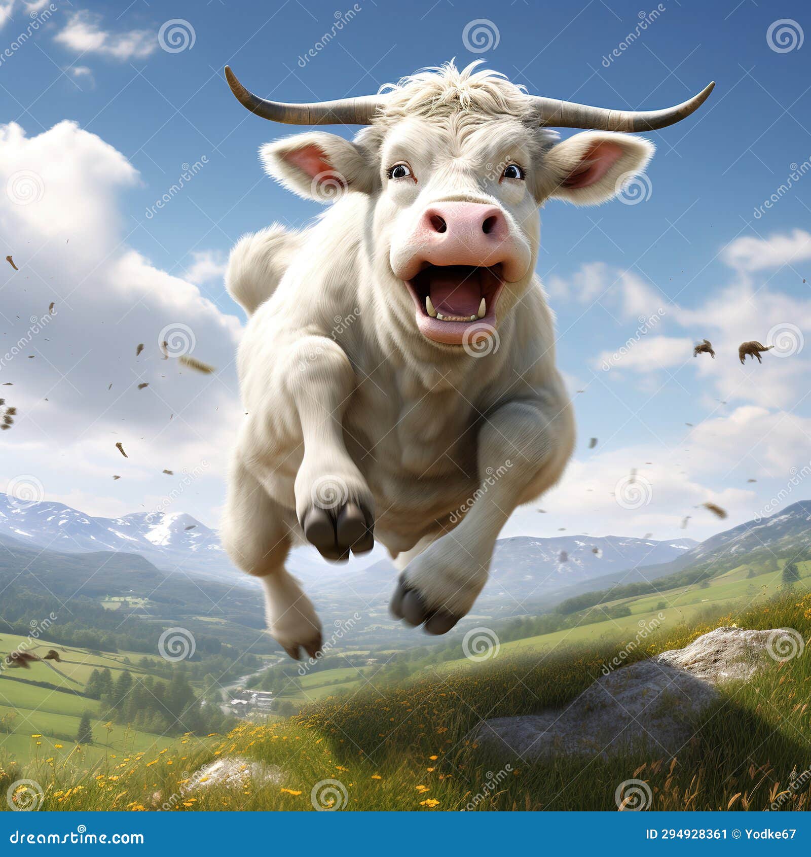 An Image of a Cow in a Good Mood Running. Farm Animals Stock ...