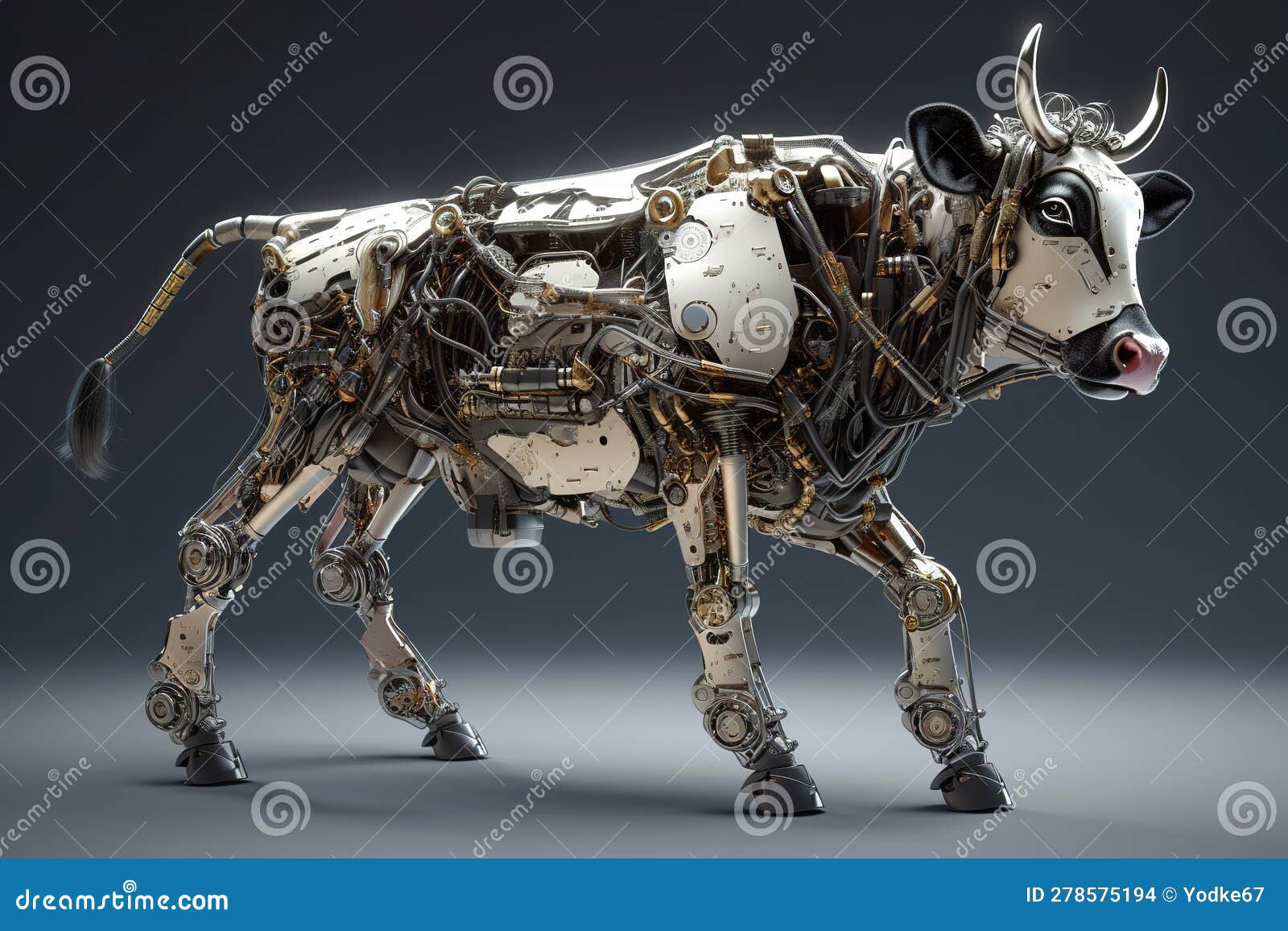 Image of a Cow Modified into a Robot. Wild Animal Stock Illustration ...