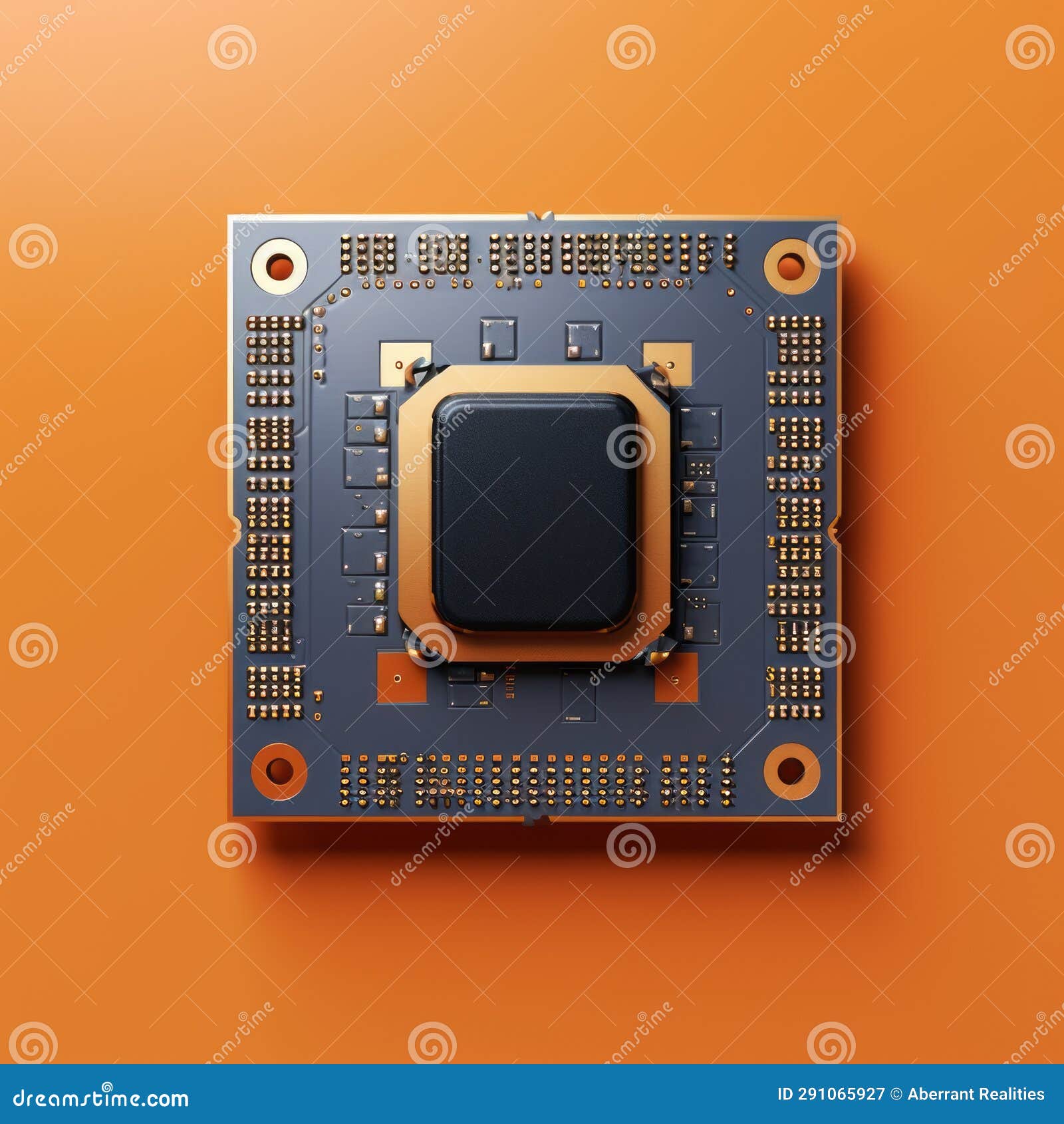 An Image of a Cpu Chip on an Orange Background Stock Illustration ...