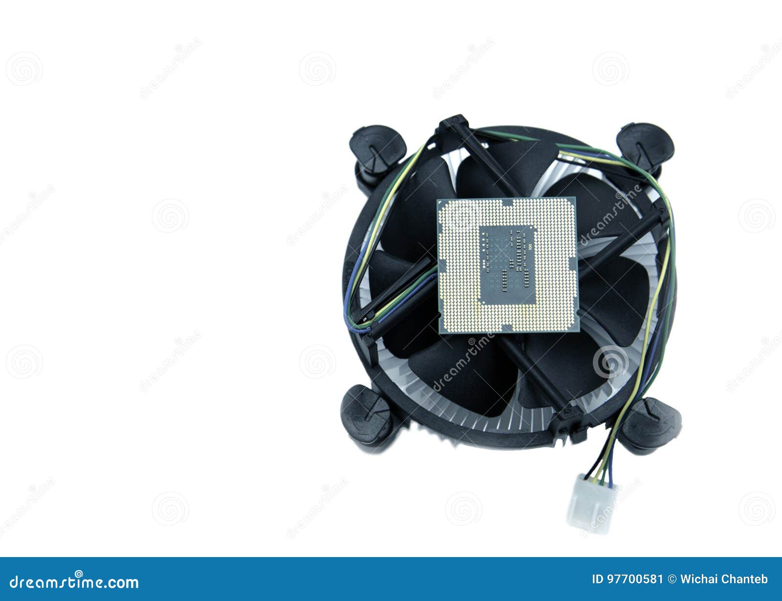 Image of a CPU and Cooling Fan with Heatsink on White Backgroun Stock ...