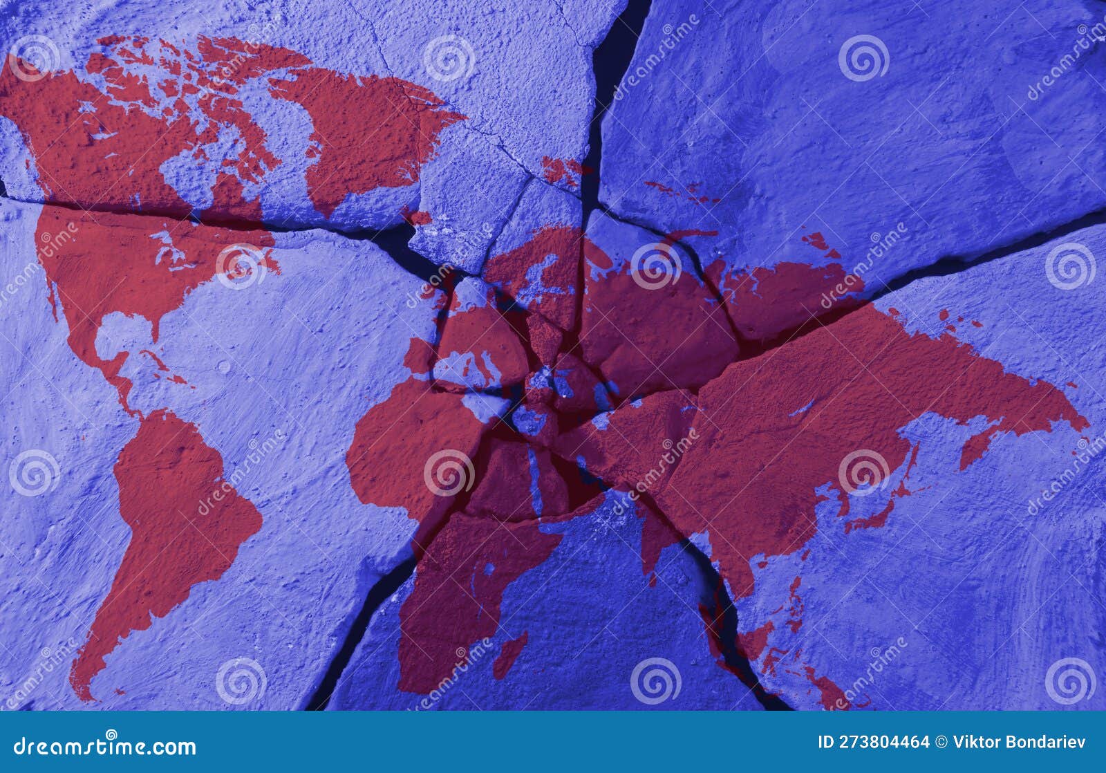 An Image of a Cracked Surface with a Map of the World on it Stock Photo ...