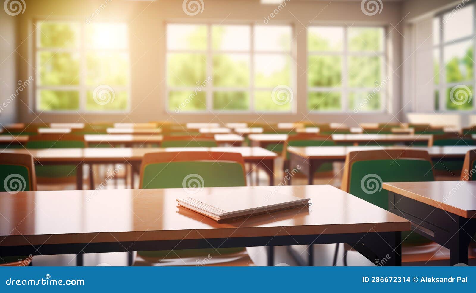 Empty Defocused University Classroom. Blurred School Class without ...