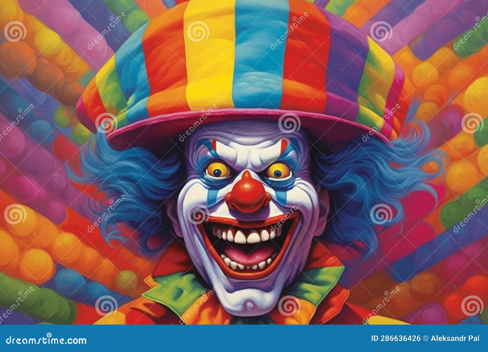 Scary Circus Clown with an Evil Smile. Ai Generative Stock Illustration ...